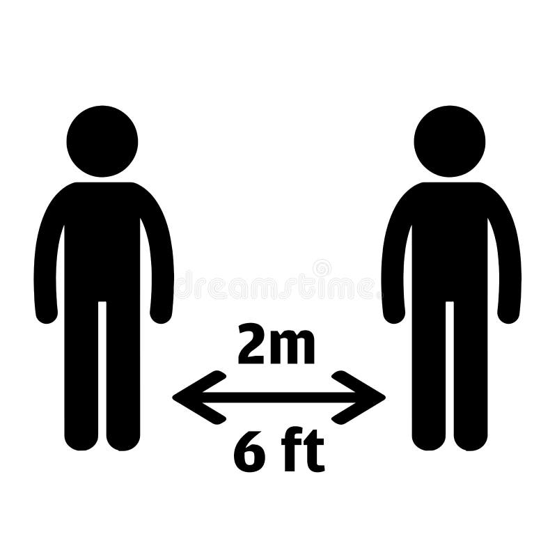 Social Distancing. Safe Distance of 2 Meter of 6 Feet Icon Vector ...
