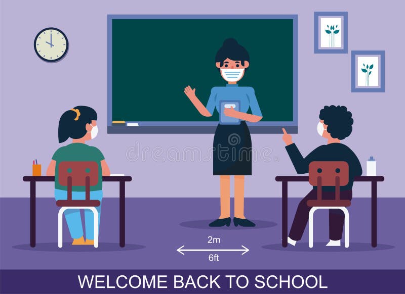 Social Distancing in Schools for the Students Stock Vector ...