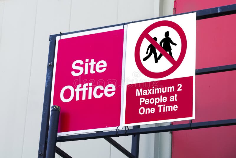Social Distancing Sign at Building Site Work Office Sign Stock Photo ...
