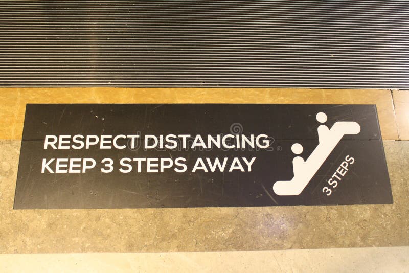 Social Distancing Sign for Elevator, Keep Three 3 Steps Away Stock ...