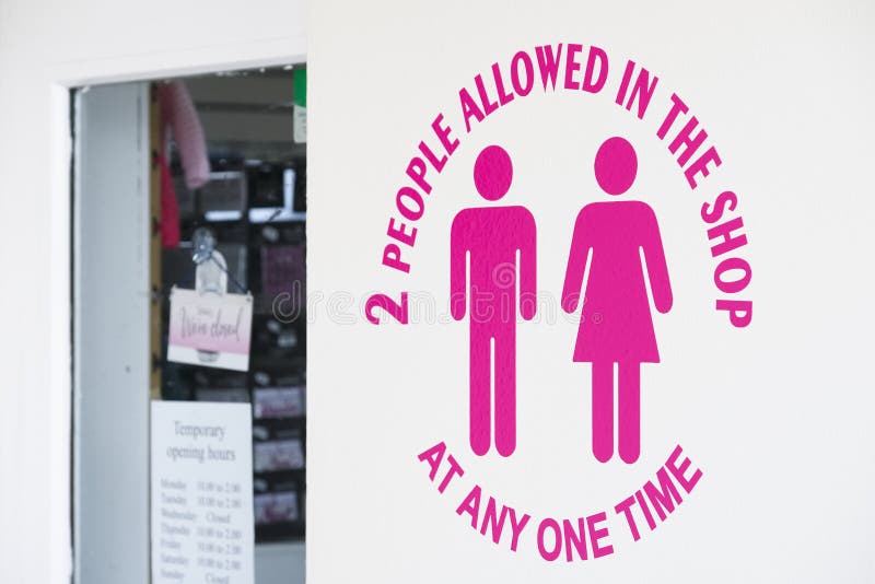 Social Distancing Sign for Shop Customer Queue Stock Photo - Image of ...