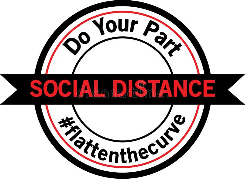 Social Distancing Stay Back Do Your Part Flatten the Curve Badge Stock ...