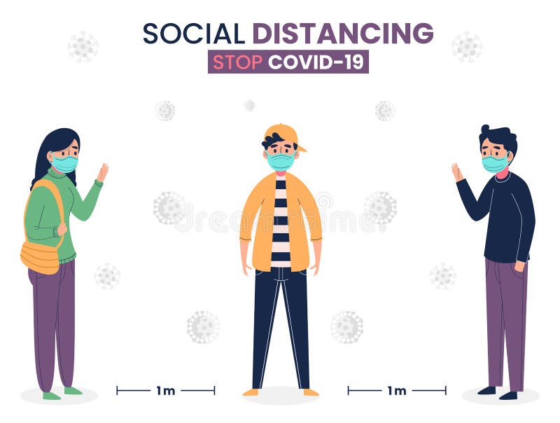 Social Distancing but Staying Together Stock Vector - Illustration of ...