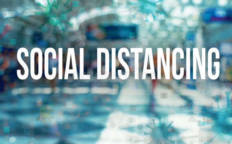 Social Distancing Theme with an Airport Background Stock Image - Image ...