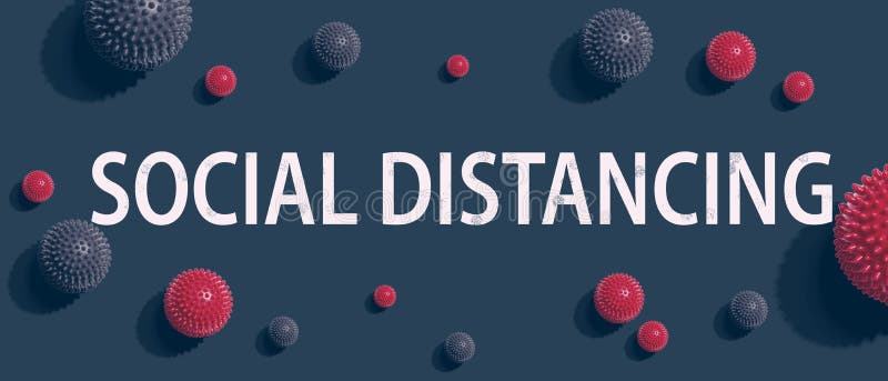 Social Distancing Theme with Viral Objects Stock Image - Image of ...