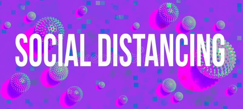 Social Distancing Theme with Viral Objects Stock Illustration ...