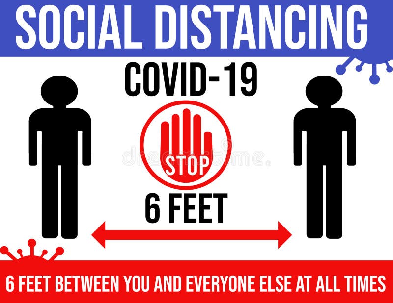 Social Distancing Poster Keeping a Distance of Six Feet Stock ...