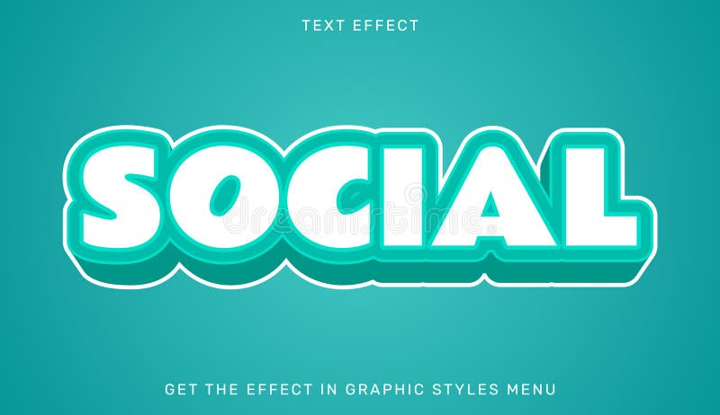 Social Editable Text Effect in 3d Style Stock Vector - Illustration of ...