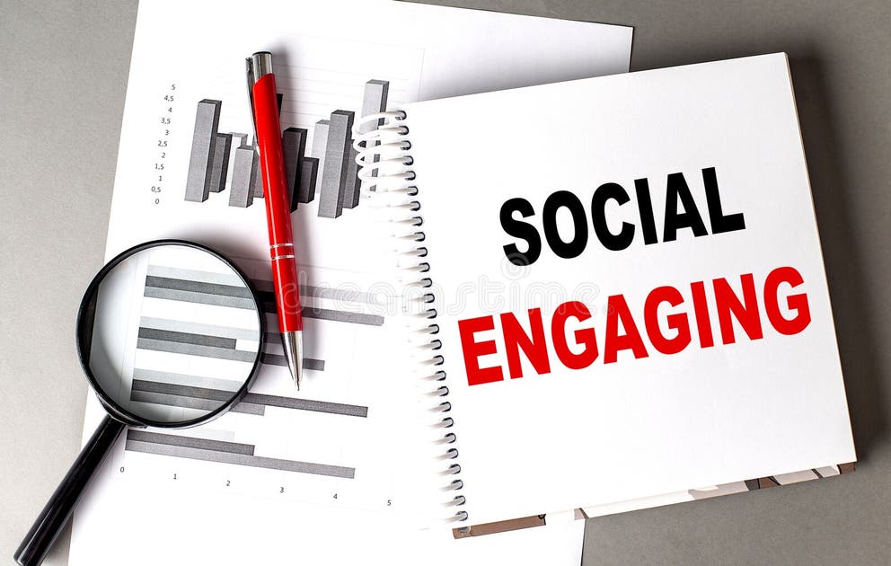 SOCIAL ENGAGING Text Written on Notebook with Chart Stock Image - Image ...