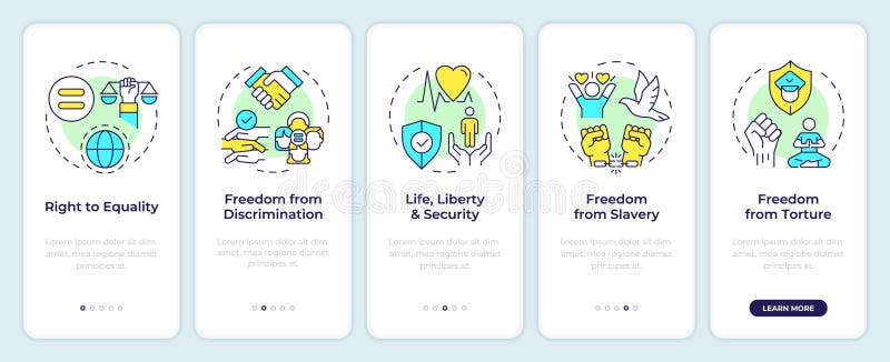 Social Equality Freedom Onboarding Mobile App Screen Stock Illustration ...