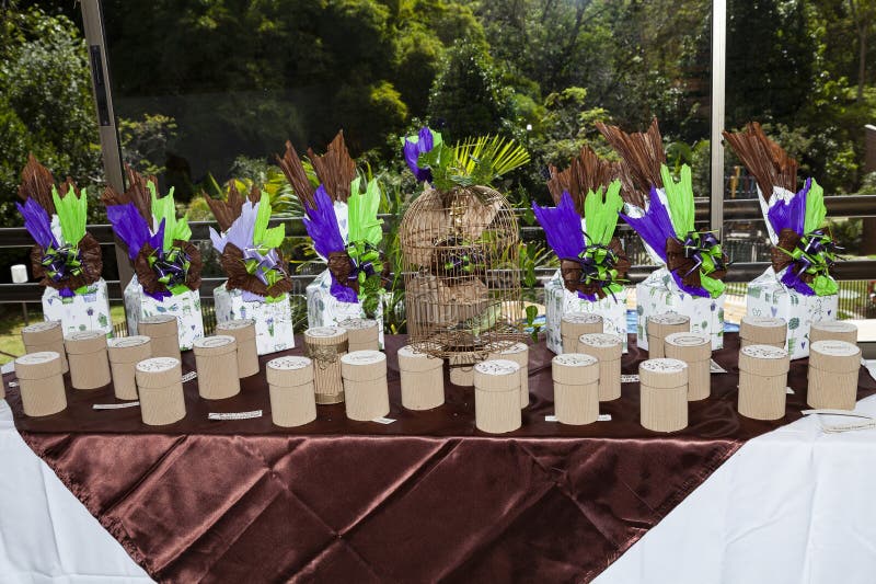 Social Event Table Decorated with Souvenir for Guests at the Party ...