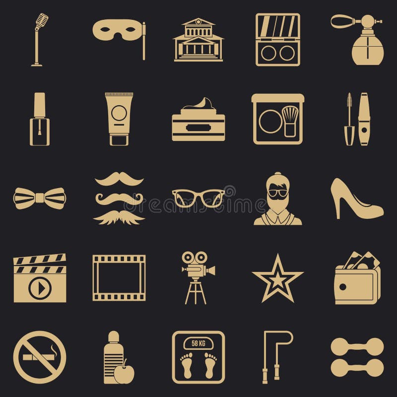 Social Events Icons Set, Simple Style Stock Vector - Illustration of ...