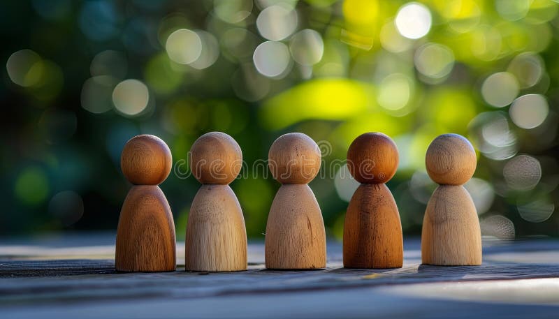 Social Gathering Communication on Wooden Stock Illustration ...