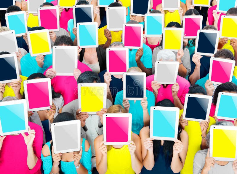 Social Gathering Digital Tablet Communication Society Concept Stock ...