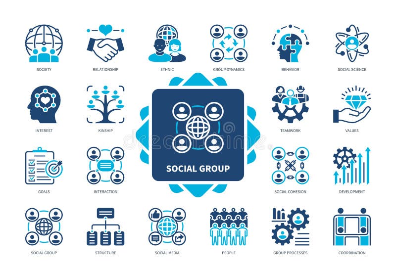 Social Group Solid Icon Set Stock Illustration - Illustration of ...