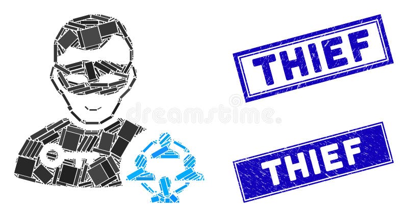 Social Hacker Mosaic and Distress Rectangle Thief Watermarks Stock ...