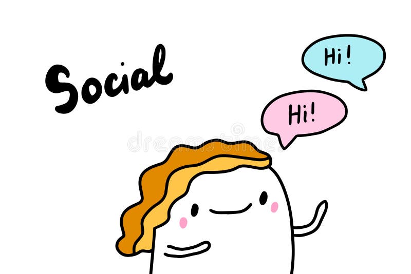Social Hand Drawn Vector Illustration in Cartoon Comic Style Man ...