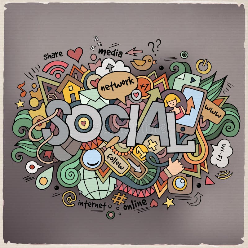 Social Hand Lettering and Doodles Elements Stock Vector - Illustration ...