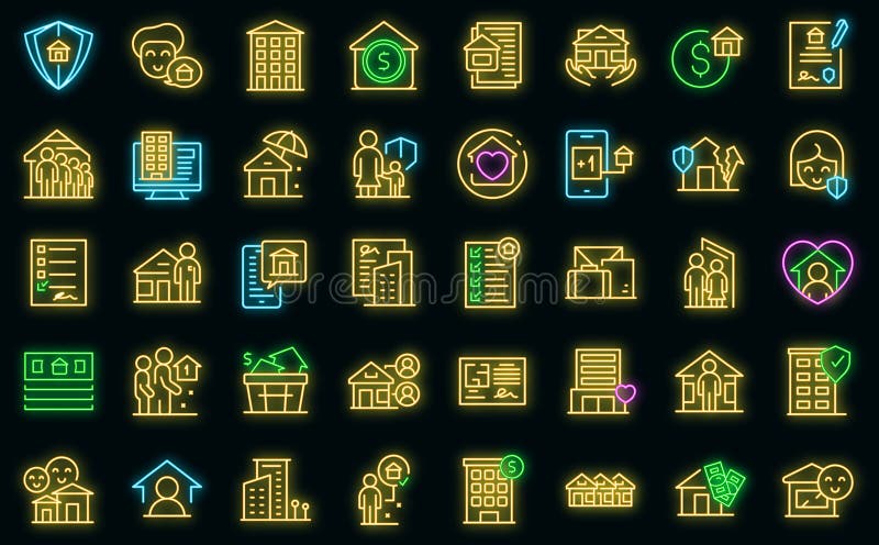Social Housing Icon Outline Vector. Home Work Vector Neon Stock Vector ...