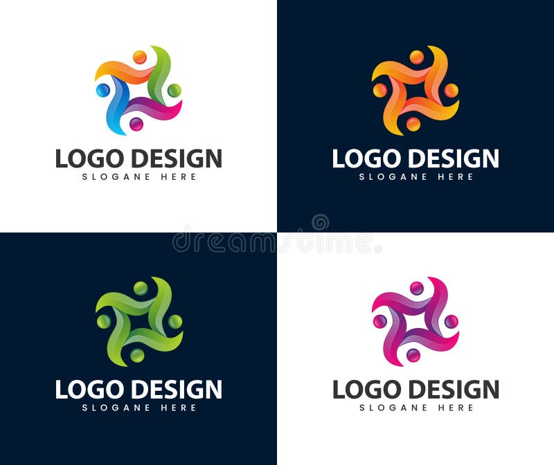 The Social Humanity Colourful Logo Design Modern Logo Designs Stock ...