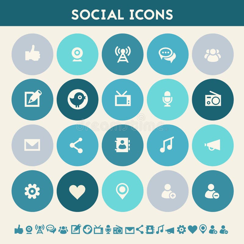 Social Icon Set. Multicolored Flat Buttons Stock Vector - Illustration ...