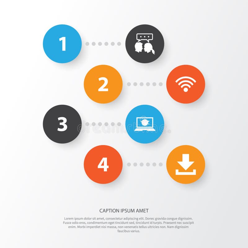 Social Icons Set. Collection of Wireless Connection, Down Arrow, Laptop ...