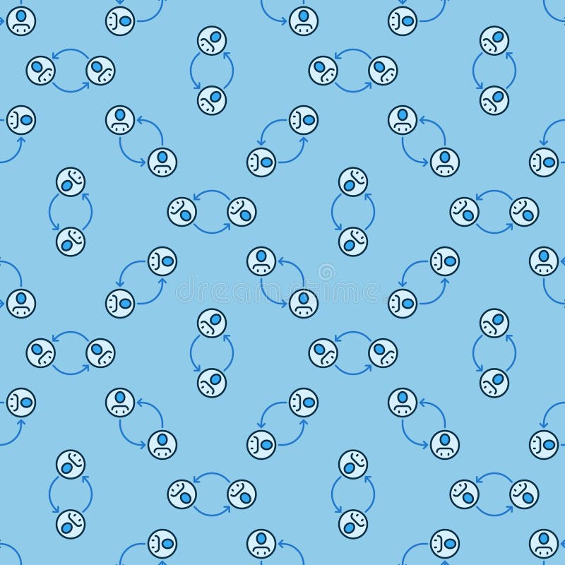 Social Interaction and Relationships Vector Blue Seamless Pattern Stock ...