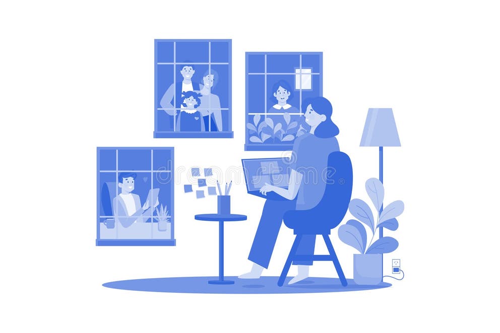 Social Isolation Illustration Concept on White Background Stock Vector ...