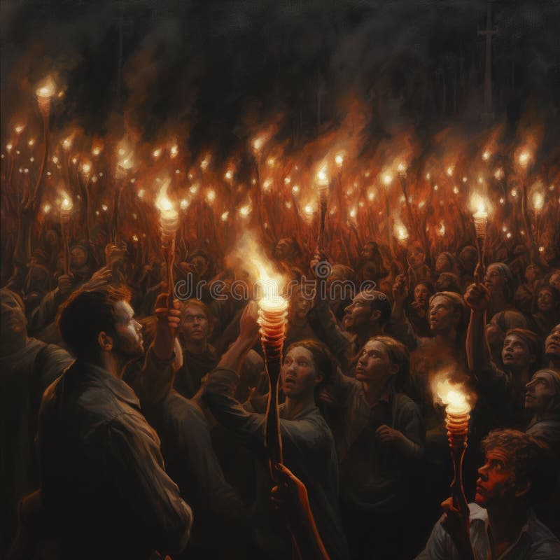 Social Issue Concept Torch and Group People Stock Illustration ...