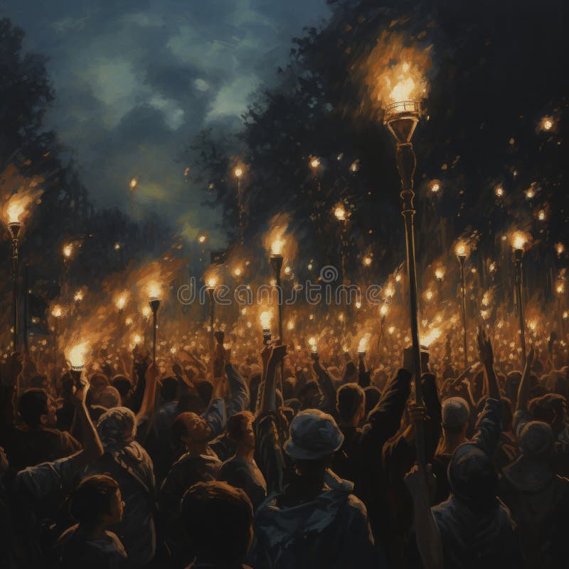 Social Issue Concept Torch and Group People Stock Illustration ...