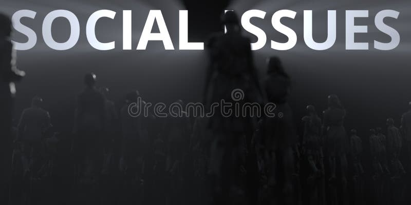 SOCIAL ISSUES Text and Backlit Anonymous Crowd Conceptual 3d Rendering ...