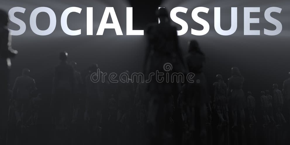 SOCIAL ISSUES Text and Backlit Anonymous Crowd Conceptual 3d Rendering ...