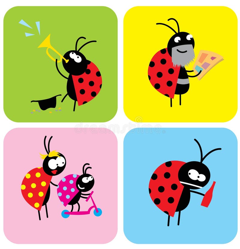 Social Life of Beetles. Comic Characters of Insects in Different ...