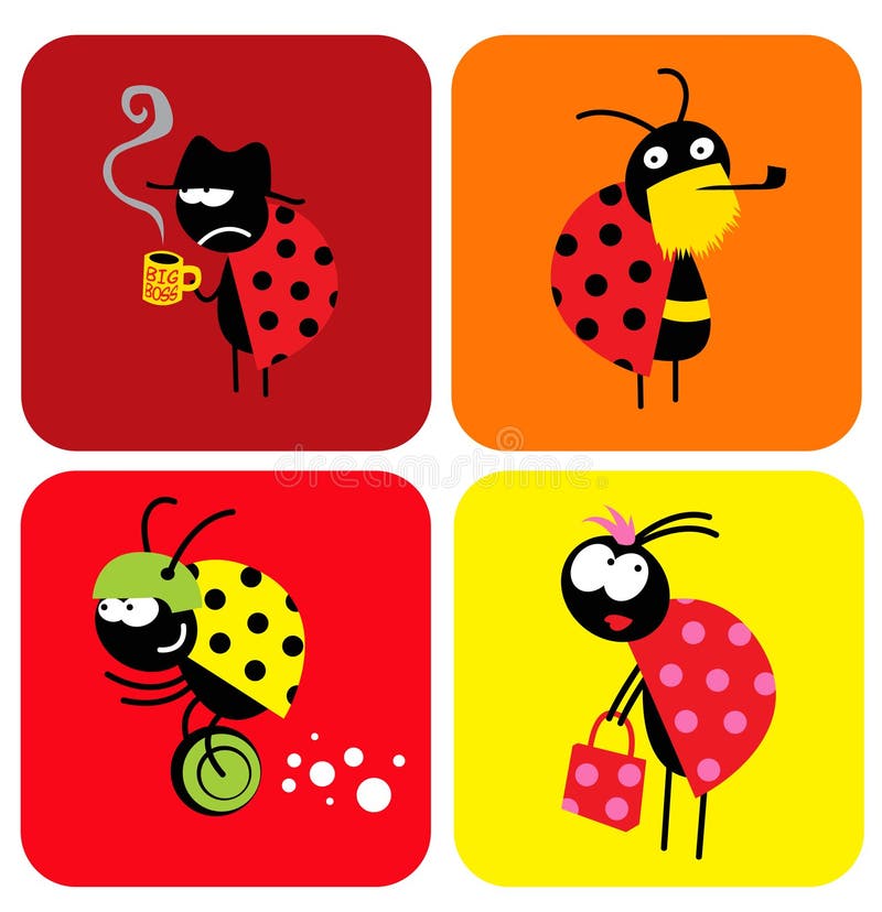 Social Life of Beetles. Comic Characters of Insects in Different ...