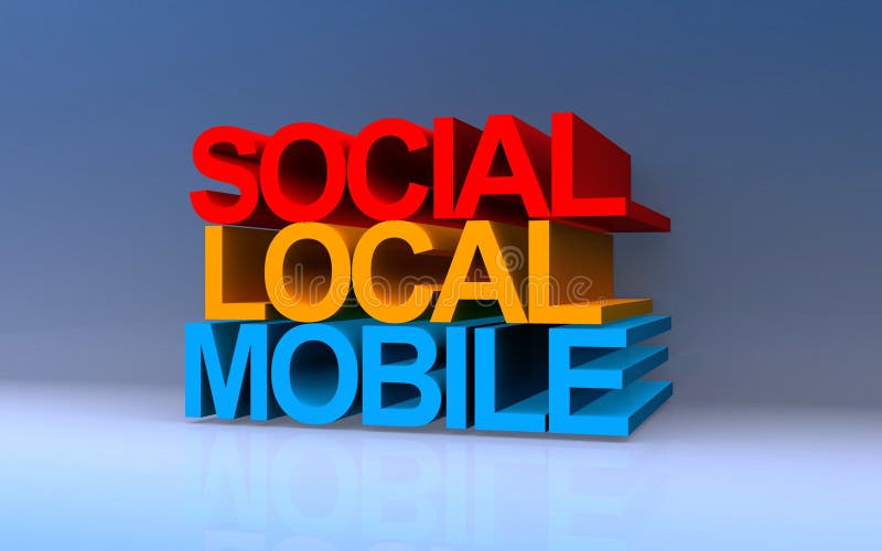 Social Local Mobile on Blue Stock Illustration - Illustration of ...