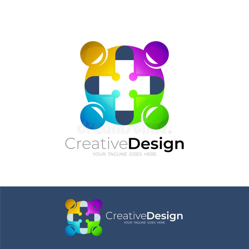 Social Logo with Circular Design Community, Colorful Style Stock Vector ...
