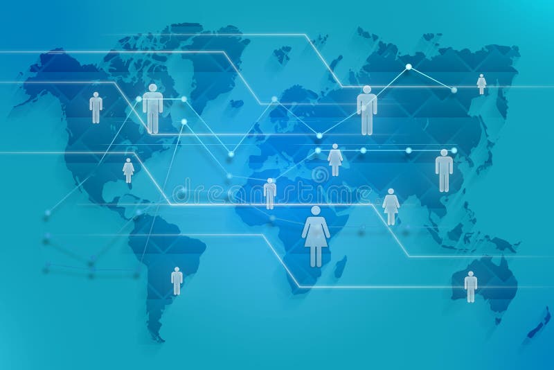 Social Map of the World with Images Silhouette Stock Illustration ...