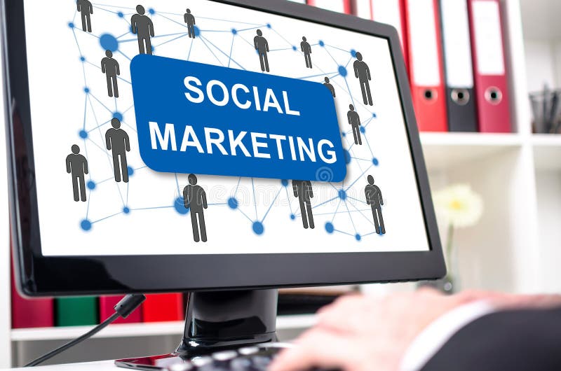 Social Marketing Concept on a Computer Screen Stock Image - Image of ...