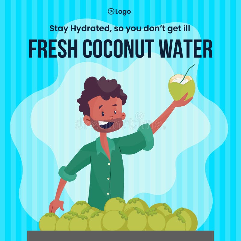 Fresh Coconut Water Summer Banner Design Stock Vector - Illustration of ...