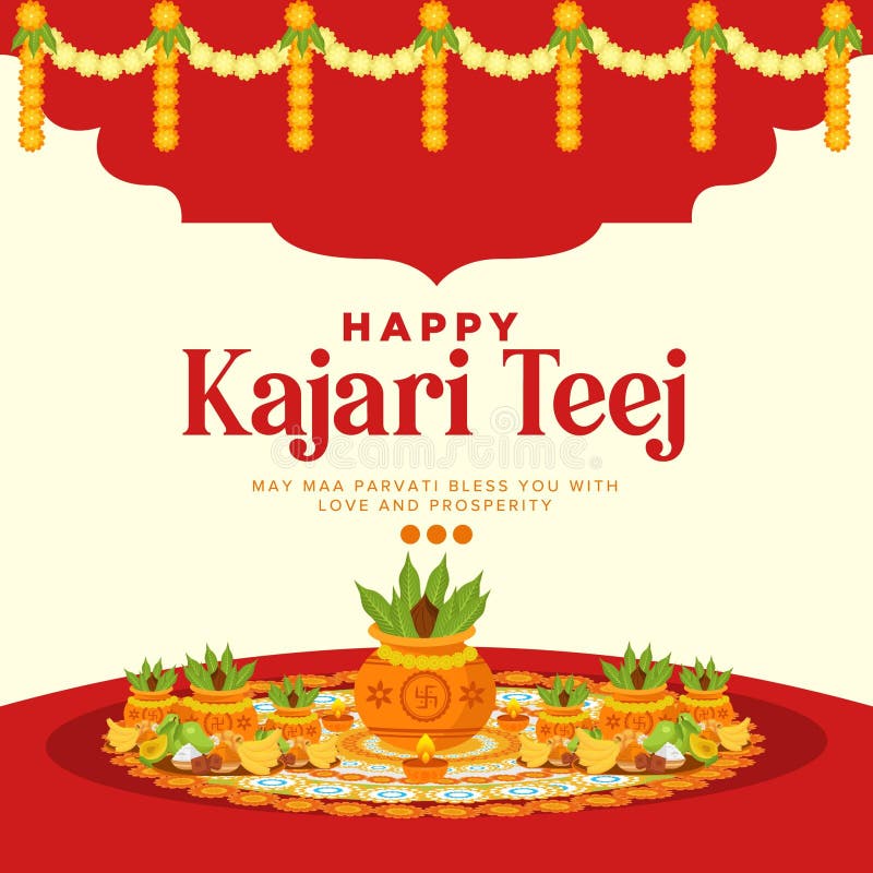 Happy Kajari Teej Banner Design Stock Vector - Illustration of india ...