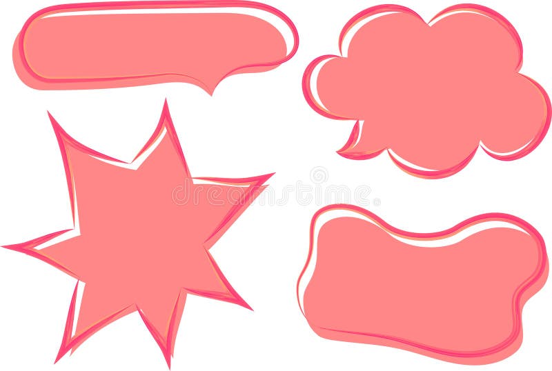 Pink Colorful Comic Art Speech Bubbles Set Vector Stock Illustration ...