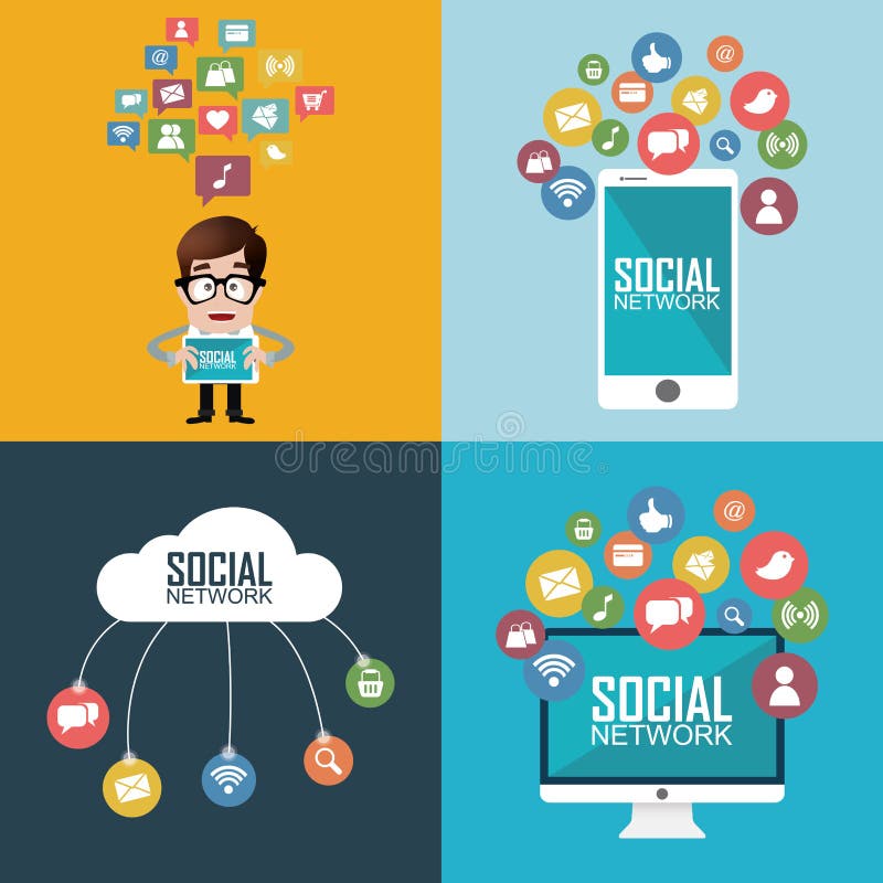 Social Media stock vector. Illustration of friends, sign - 41667433