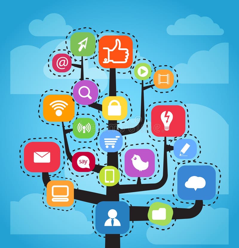 Abstract social media tree stock vector. Illustration of group - 24443307