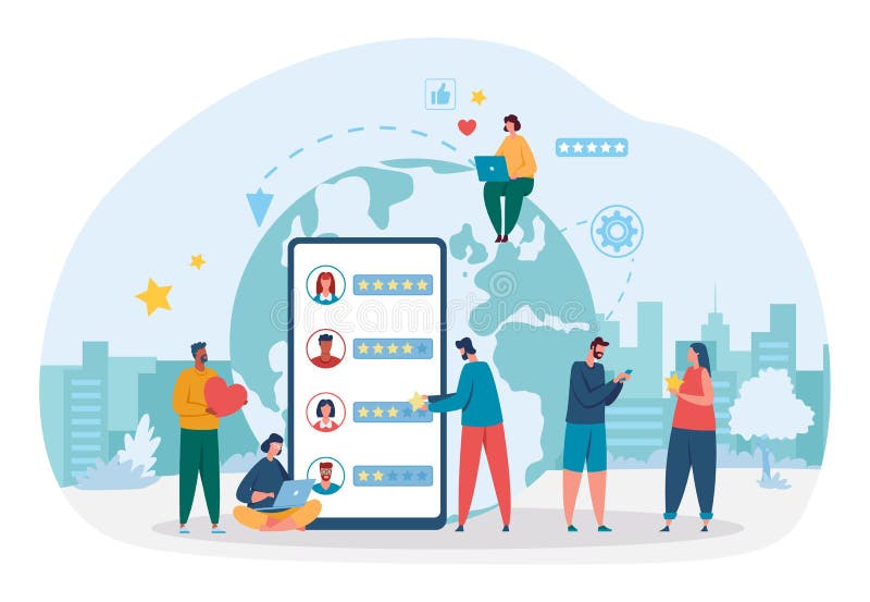 Social Media Activity, Estimate Users Internet, Give Stars Stock Vector ...