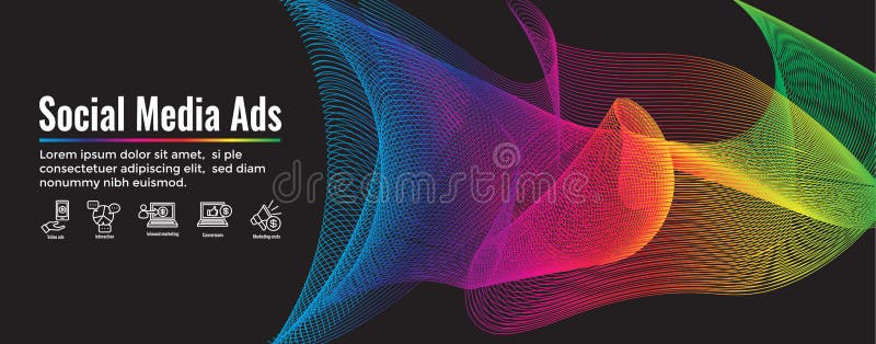 Social Media Ads Icon Set and Web Header Banner Stock Vector ...