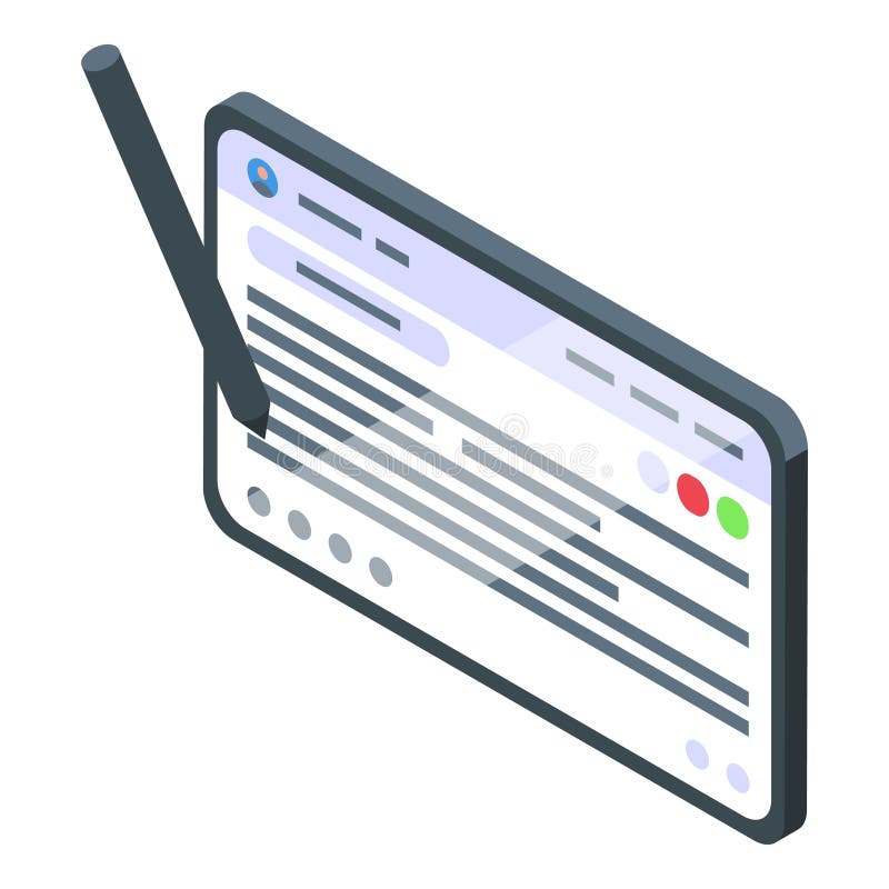 Stylus Pen Writing on Tablet Screen with Open Messenger App Stock ...