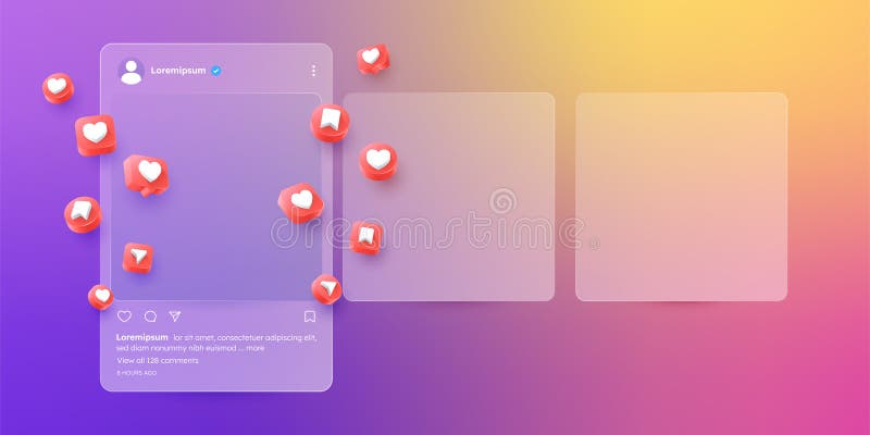 Social Media App Interface Post and Emoji Reaction Illustration Stock ...
