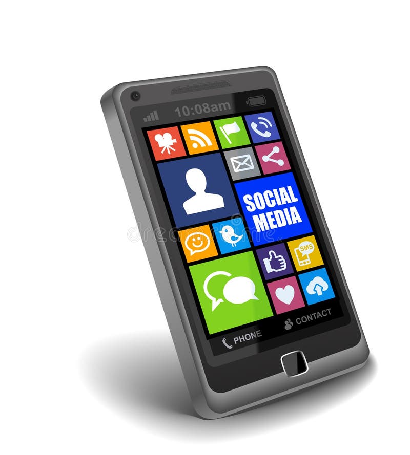Smartphone mit apps stock abbildung. Illustration von ikonen - 19122977