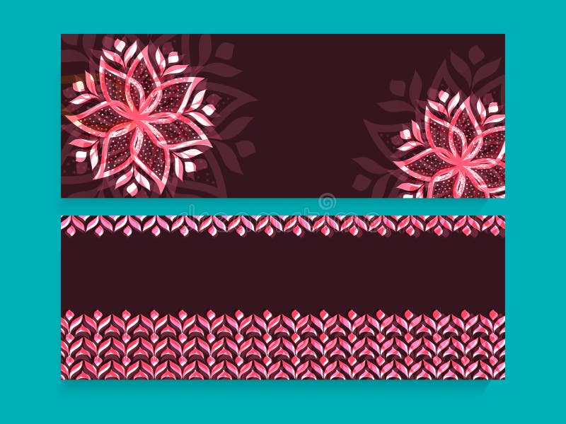 Social Media Banner or Header Decorated with Floral Design in Two Stock ...