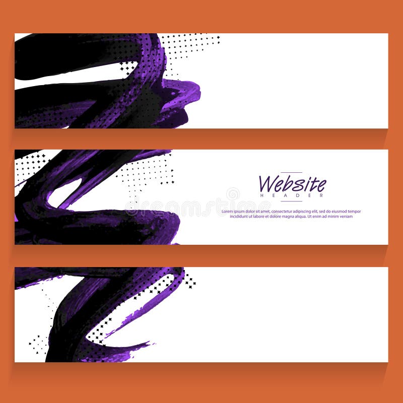 Social Media Banner or Header Design with Purple Brush Stroke Effect in ...